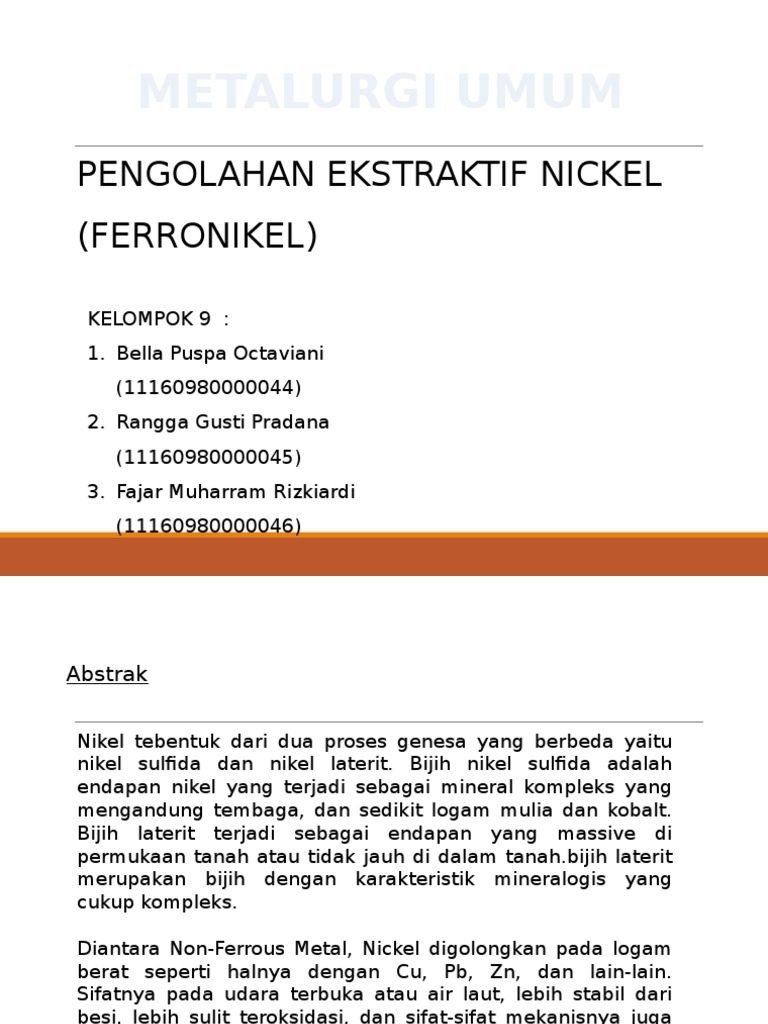 Pembuatan Logam Ferronikel | PDF
