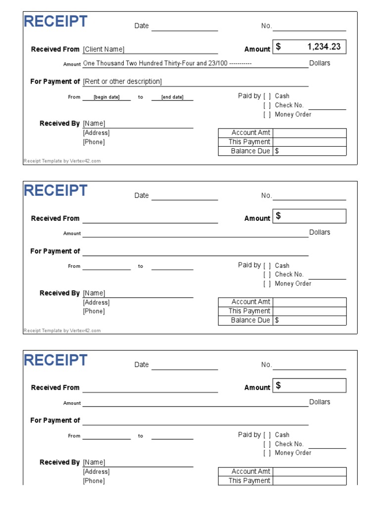 Receipt: Received From (Client Name) Amount | PDF | Receipt | Money Order