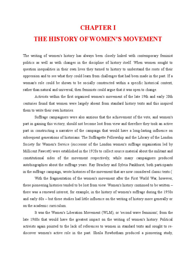 The History of Women'S Movement | PDF | Feminism | Gender Studies