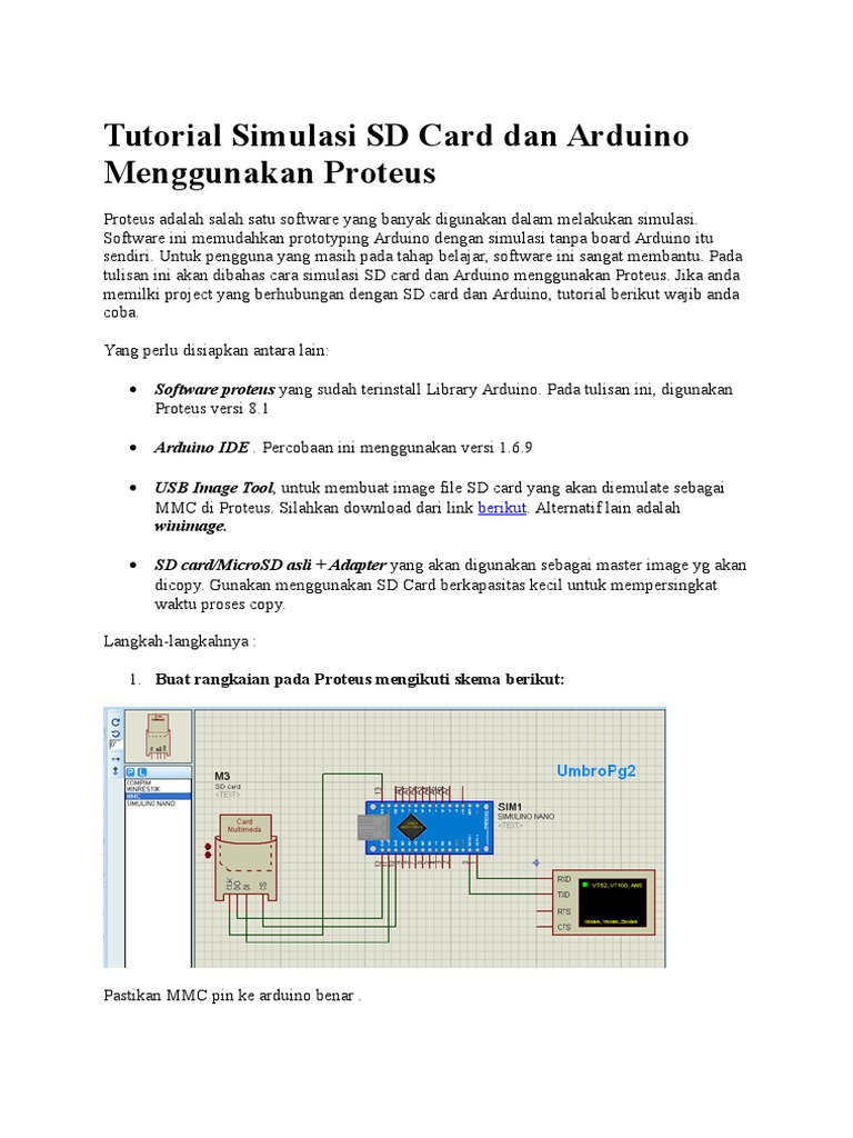 Tutorial Simulasi SD Card Dan Arduino Menggunakan Proteus | PDF