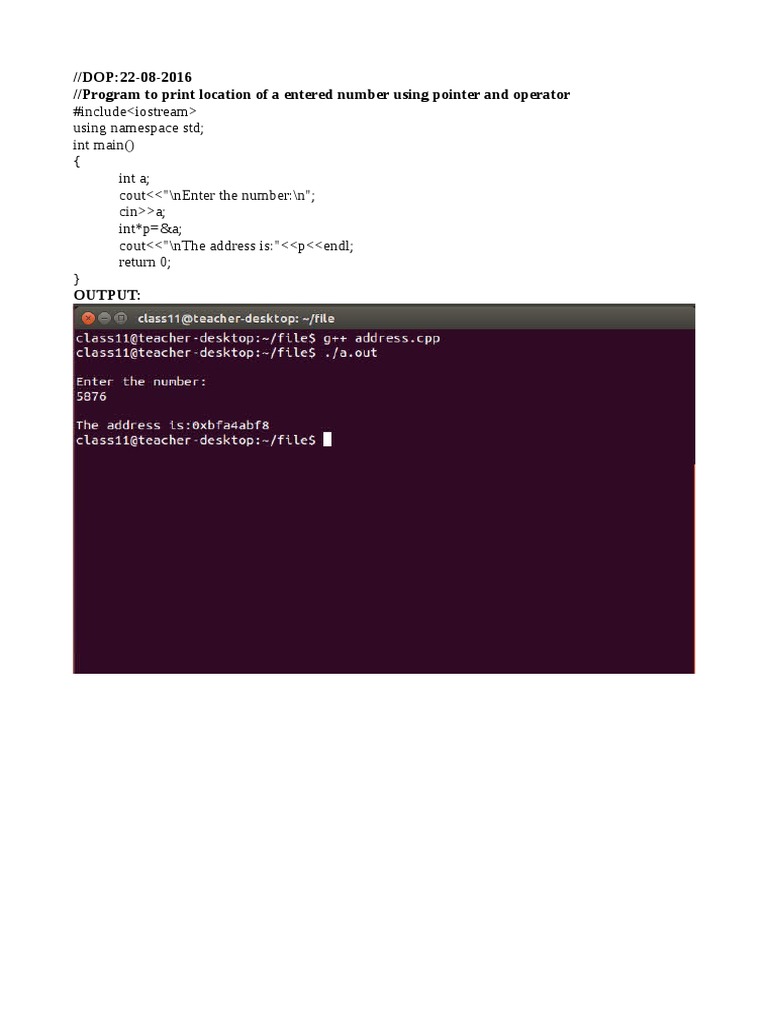 Address of Number Using Pointer in C++ | PDF