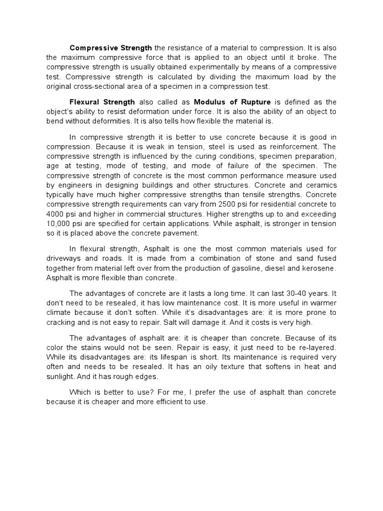 Compressive Strength The Resistance of A Material To Compression. It Is ...