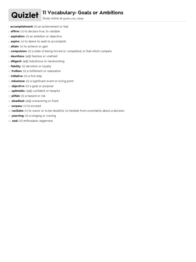 Ambition Vocab | PDF