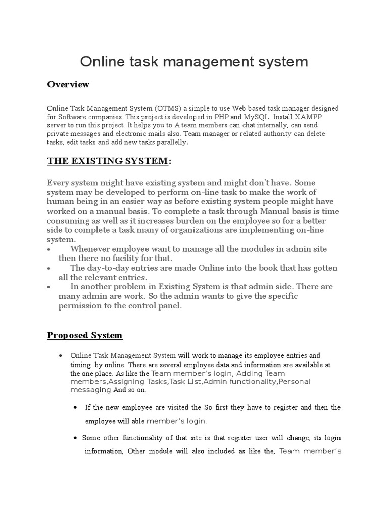 Online Task Management System | PDF | Php | Microsoft Windows