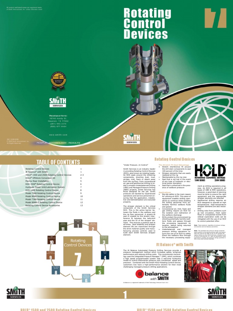 Smith Rotating Control Devices | PDF | Drilling Rig | Bearing (Mechanical)