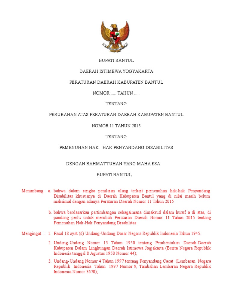 Contoh Revisi RaPerda (Disabilitas) | PDF