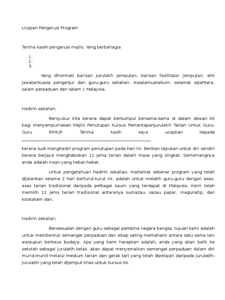 Teks Ucapan | PDF | Kajian Bahasa Asing