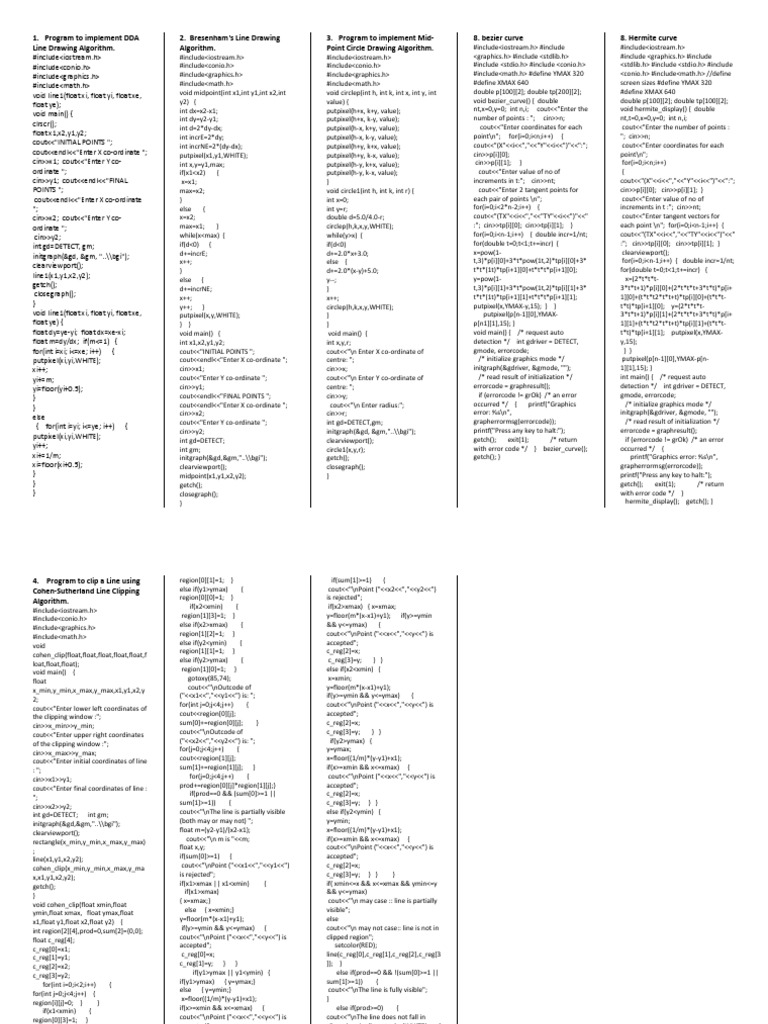Computer Graphics Practical Code | PDF | Euclidean Geometry | Classical ...