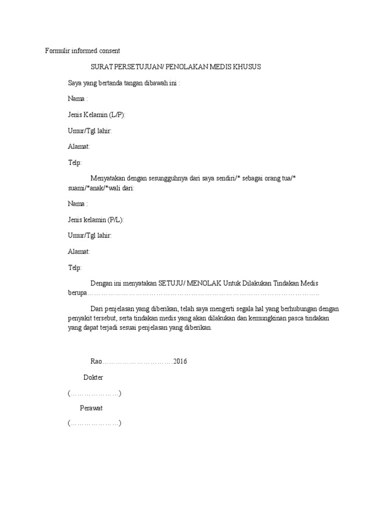 Formulir Informed Consent | PDF