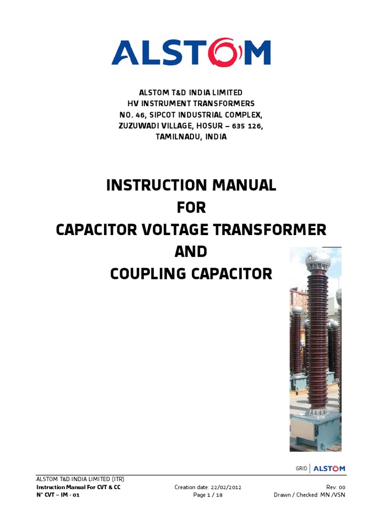 ALSTOM CVT Instruction Manual | PDF | Capacitor | Transformer