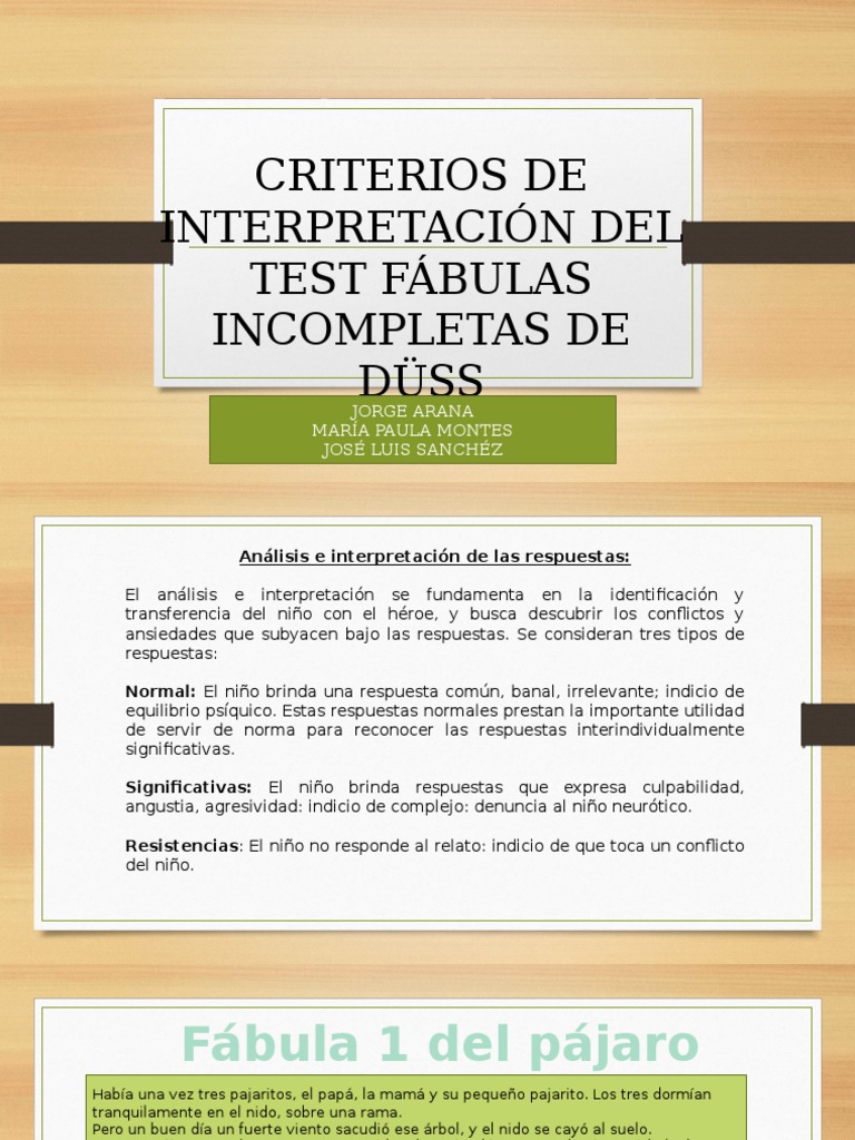 Test de Düss (Fabulas) | PDF | Temor | Fábula