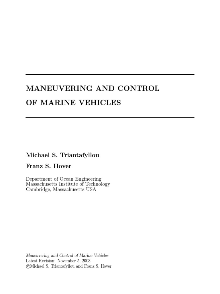 Maneuvering and Control of Marine Vehicles | Download Free PDF ...