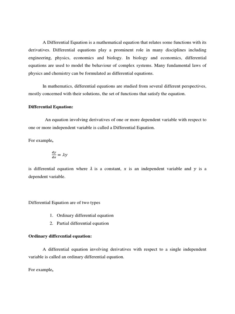 Project PDF | PDF | Differential Equations | Ordinary Differential Equation