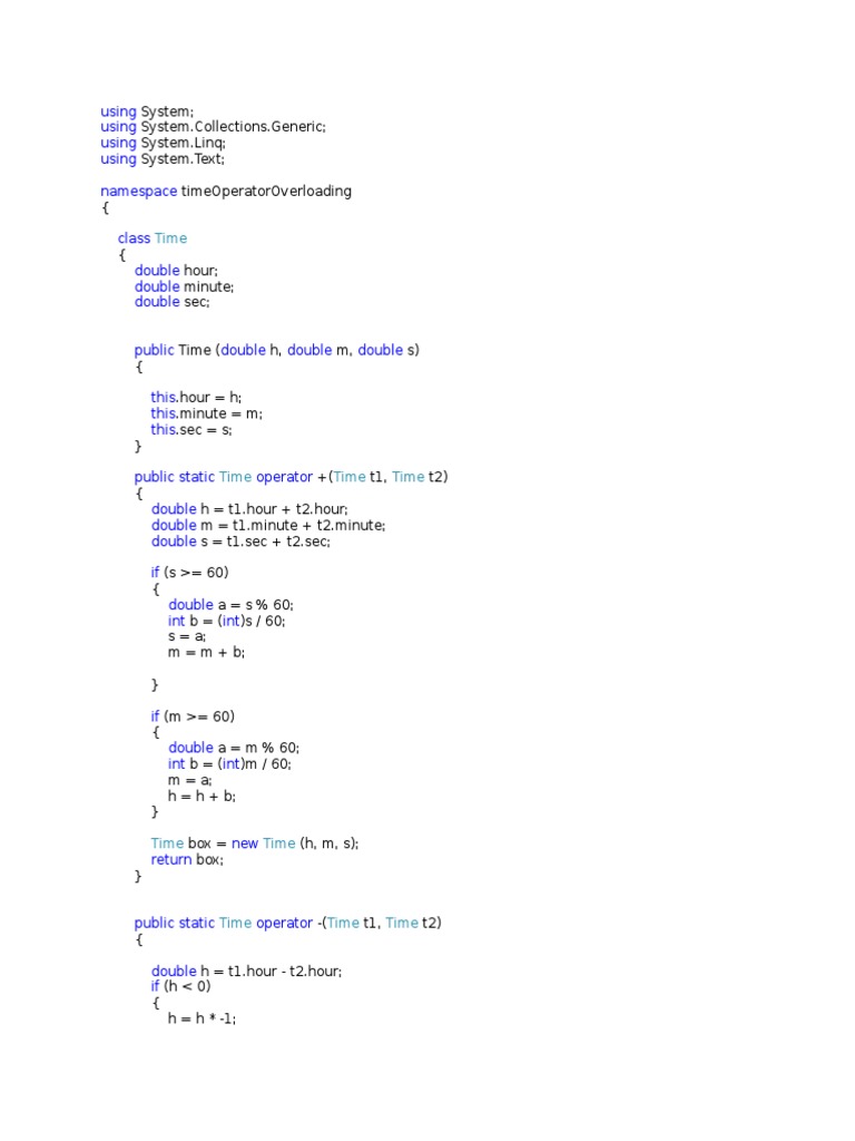Time Operator Overloading Pdf Object Oriented Programming Programming Paradigms