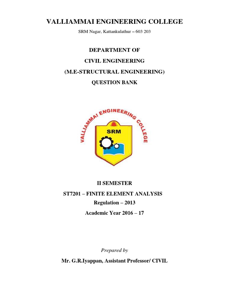 ST7201-Finite Element Analysis PDF | PDF | Finite Element Method | Stress (Mechanics)