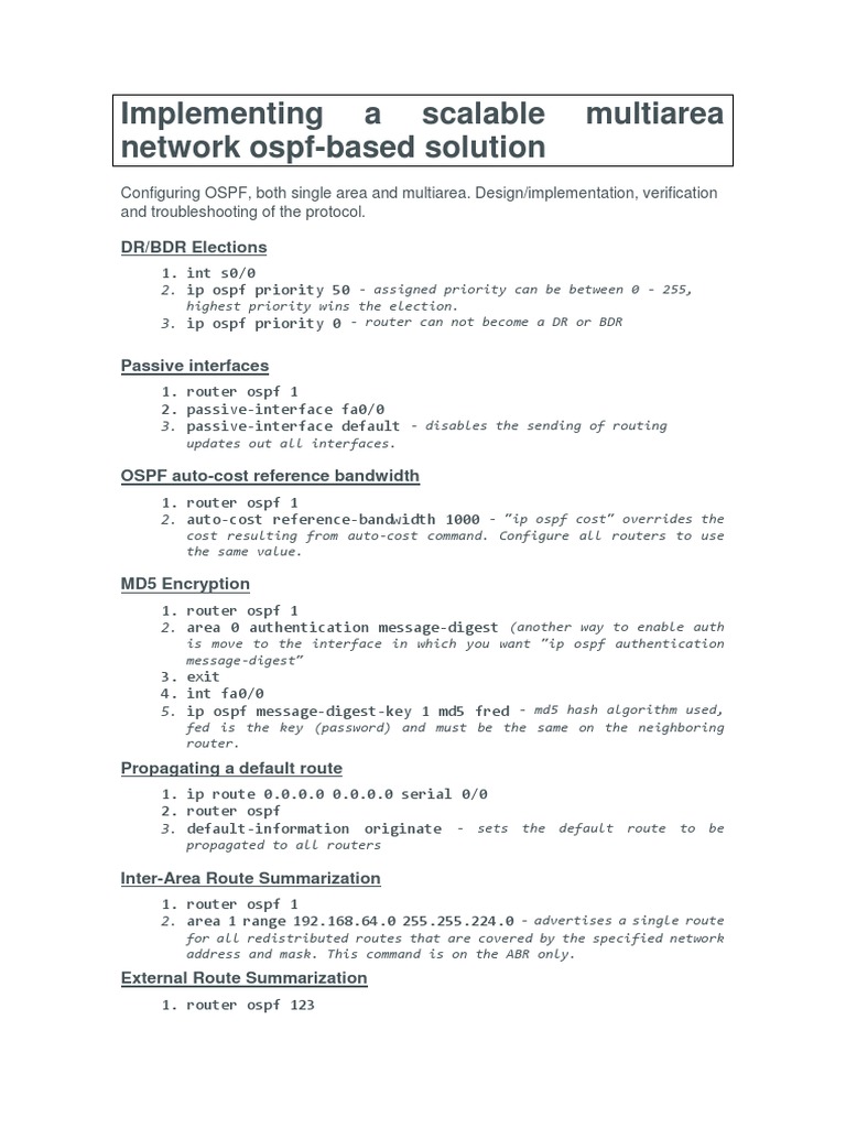 Implementing A Scalable Multiarea Network Ospf Pdf Computer Networking Data Transmission 6443