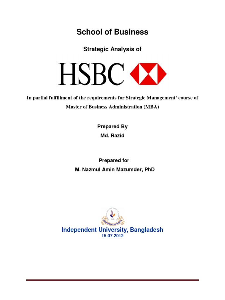 Analysis of Strategic Approaches of HSBC PDF | PDF | Swot Analysis | Banks