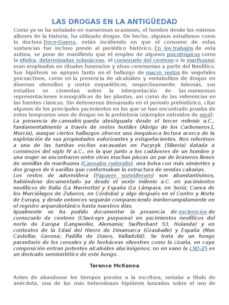 Las Drogas En La Antigüedad Pdf Opio Cannabis Droga