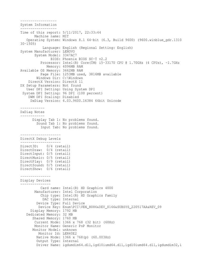 DX Diag | PDF | Device Driver | Codec