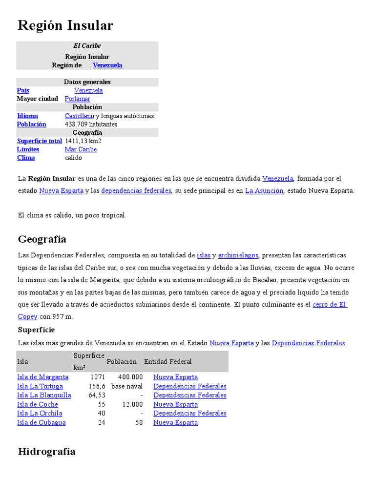 Región Insular | PDF | Venezuela | Geografía Física