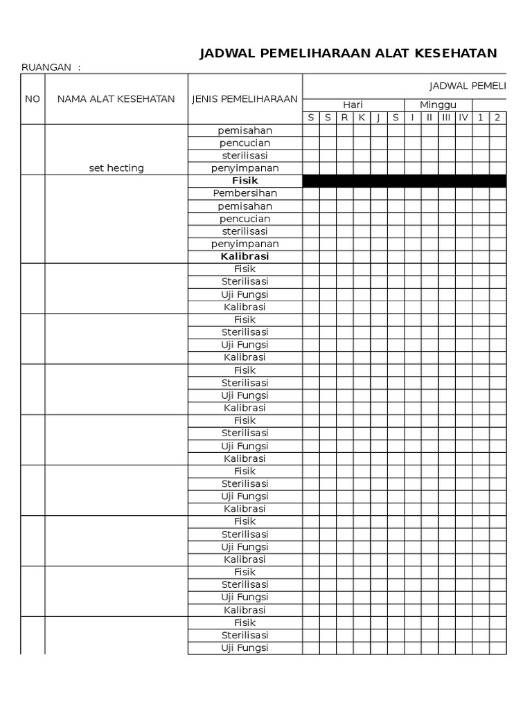 Jadwal Pemeliharaan Alat | PDF