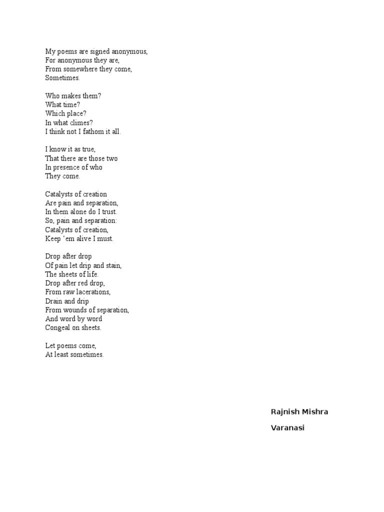 3 Anonymous Poems | PDF