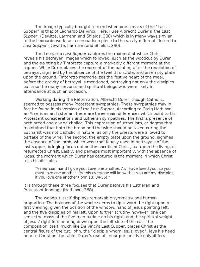 Compare and Contrast Two Works of Art | PDF | Last Supper | Arts (General)