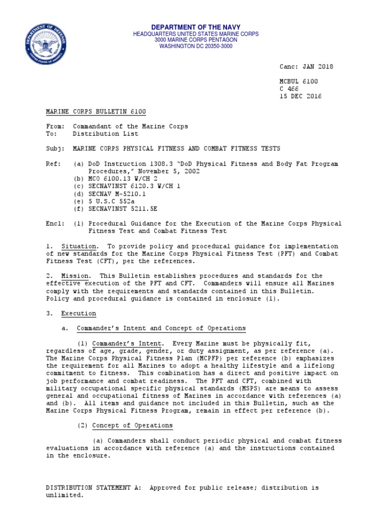 Mcbul 6100 DTD 15dec16 | PDF | United States Marine Corps | Test ...