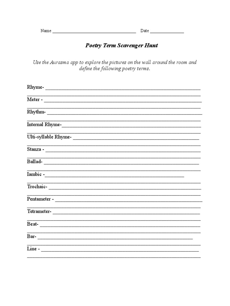 Poetry Scavenger Hunt | PDF