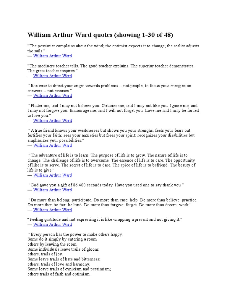 William Arthur Ward Quotes | PDF | Forgiveness | Gratitude