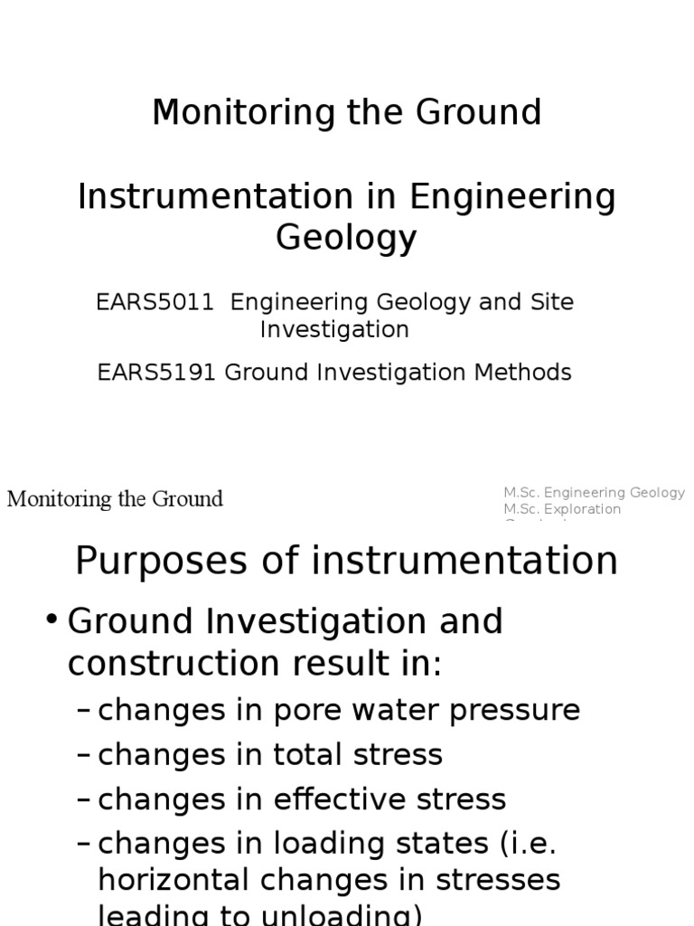 Monitoring The Ground Instrumentation in Engineering Geology | PDF ...