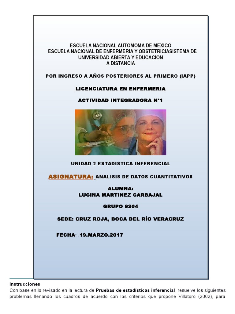Act Integ U2 Analisis Cuantitativa | PDF | Análisis de variación | Estadísticas