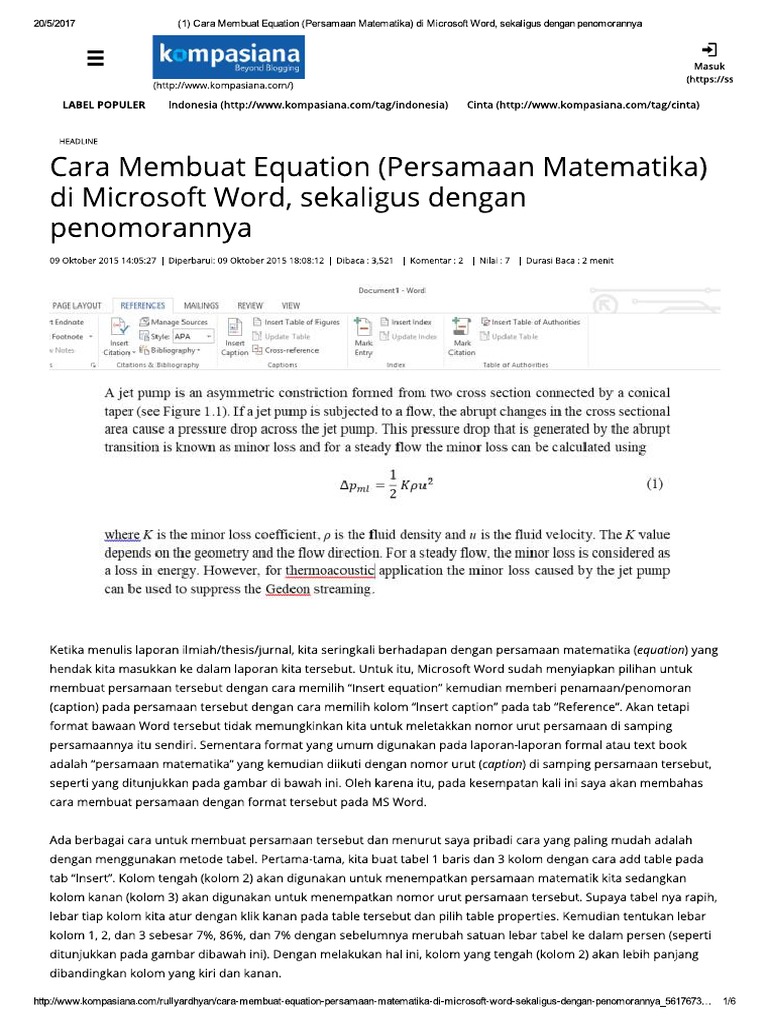 Cara Membuat Equation (Persamaan Ma... FT Word, Sekaligus Dengan ...
