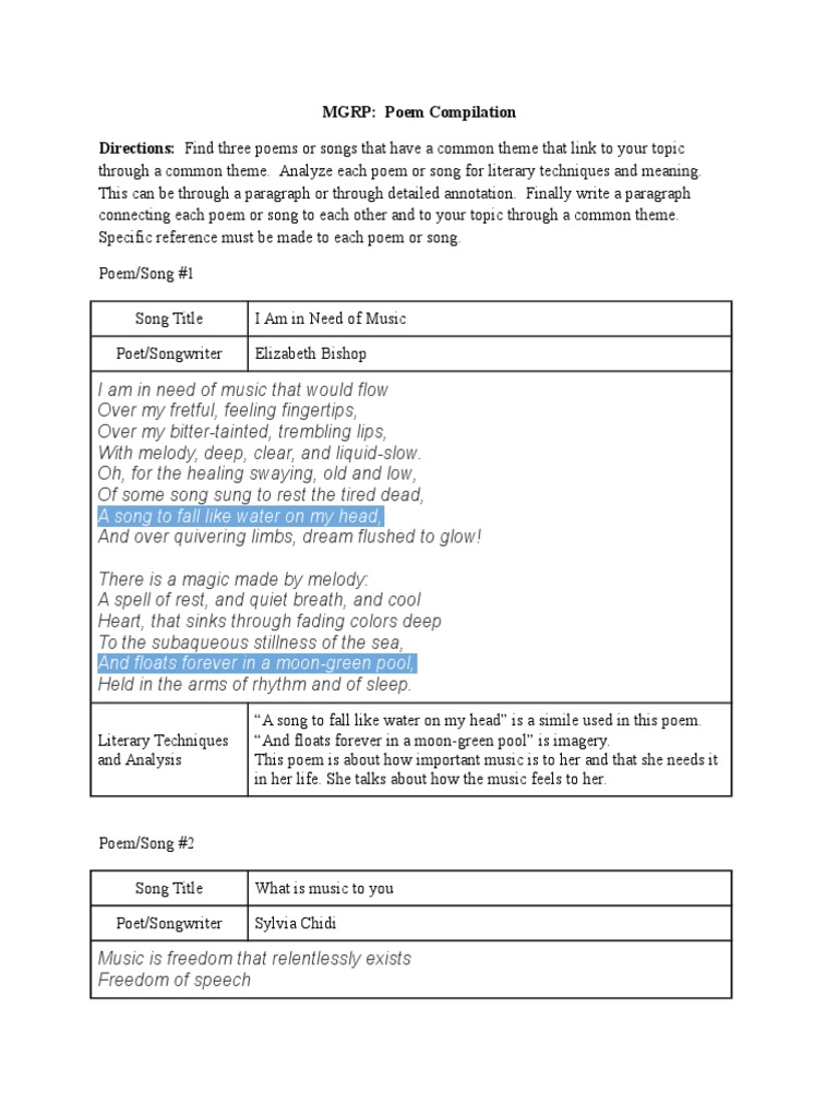 Analyzing Poems on Music's Impact | PDF | Poetry | Entertainment (General)