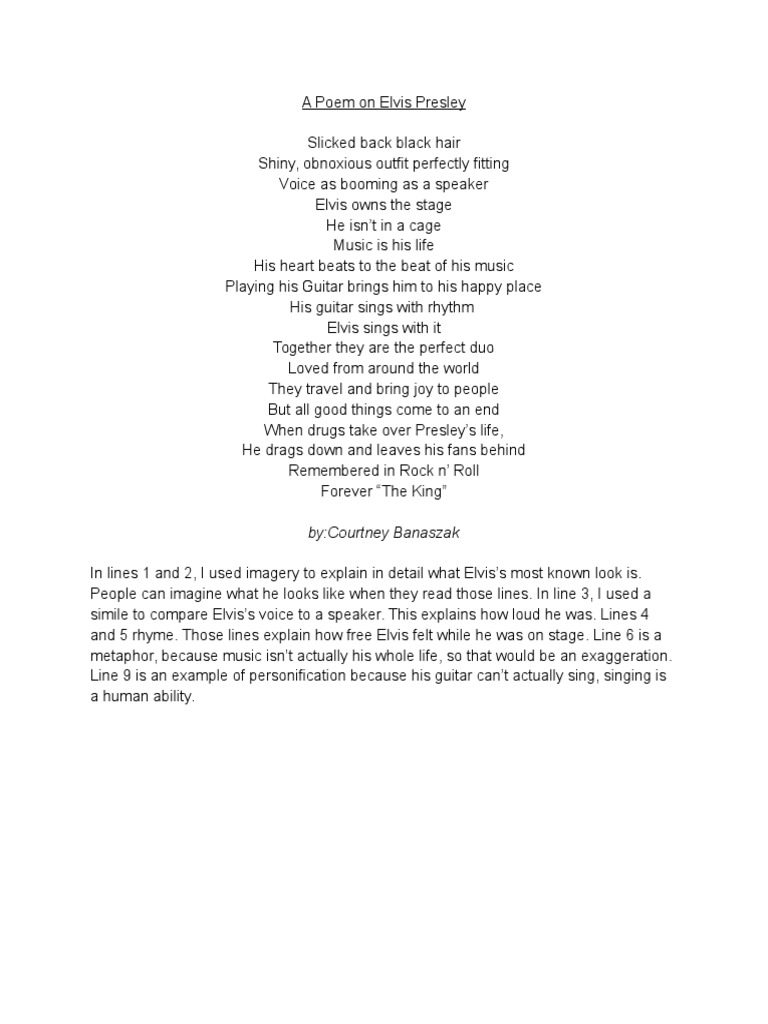 Elvis Presley: A Poetic Tribute | PDF