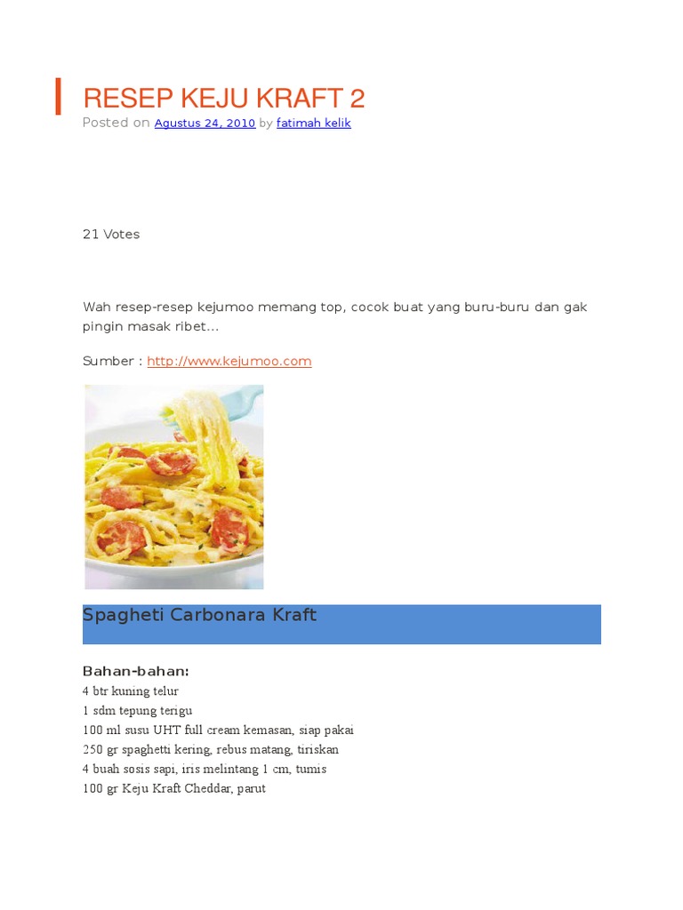 Resep Keju Craft | PDF