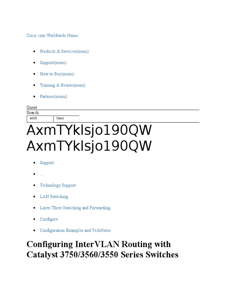 Axmtyklsjo190Qw Axmtyklsjo190Qw: Configuring Intervlan Routing With Catalyst 3750/3560/3550 ...