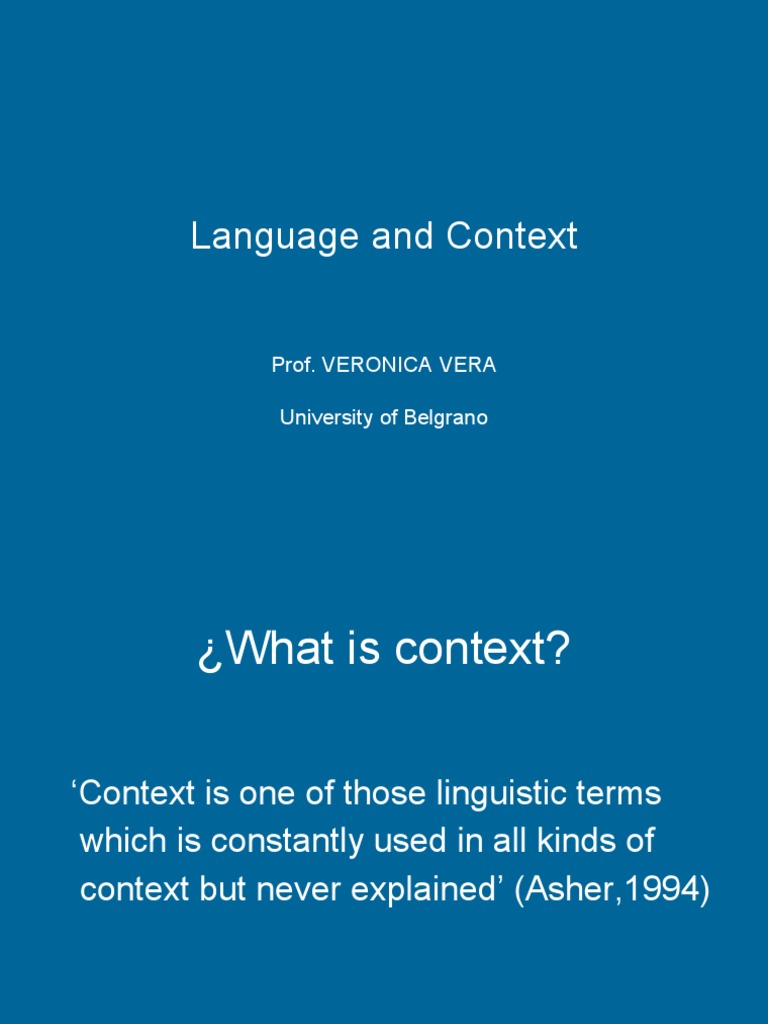 Language and Context | PDF