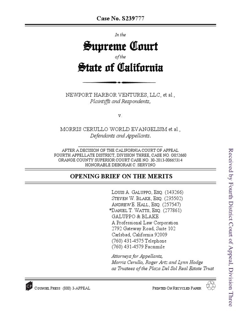 Appellants' Opening Brief | PDF | Pleading | Complaint