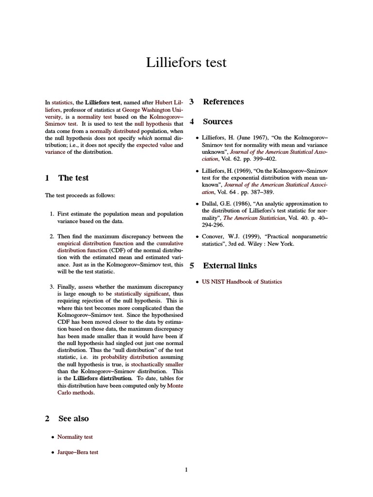 Lilliefors Test | PDF | Statistical Inference | Statistics