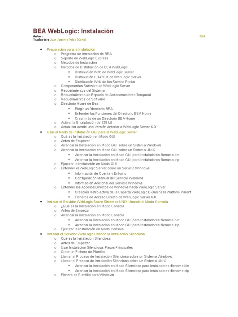 Instalacion BEA WebLogic | Descargar gratis PDF | Java (lenguaje de ...