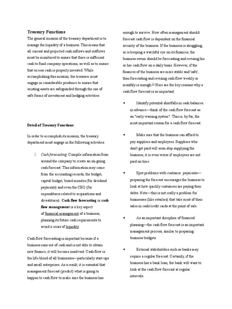 Detail of Treasury Functions | PDF | Fundraising | Debt