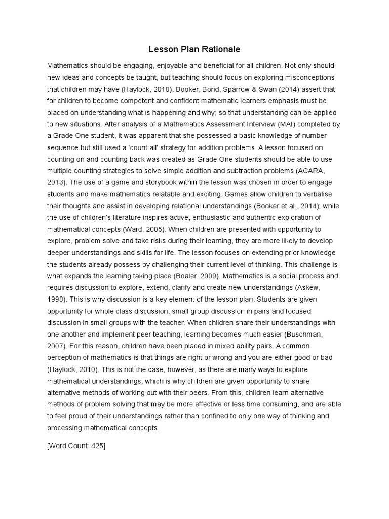 Lesson Plan Rationale | PDF | Lesson Plan | Teachers Lesson Plan Rationale | PDF | Lesson Plan | Teachers