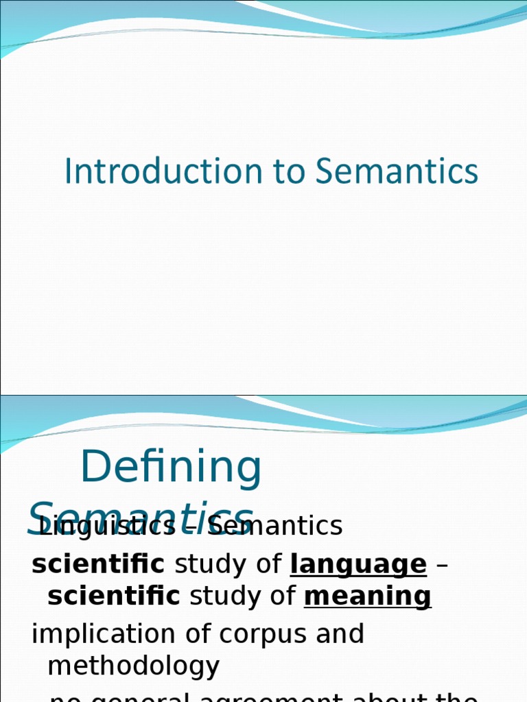 Introduction to Semantics in Linguistics | PDF | Semantics | Linguistics