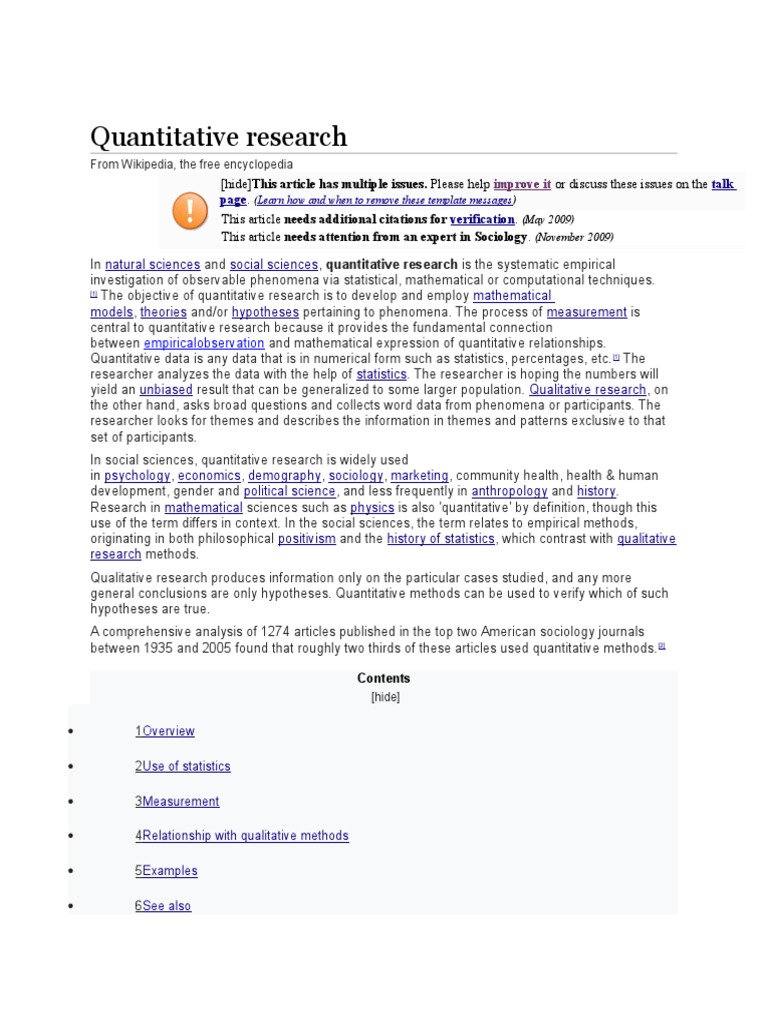 Quantitative Research | PDF | Quantitative Research | Cognition