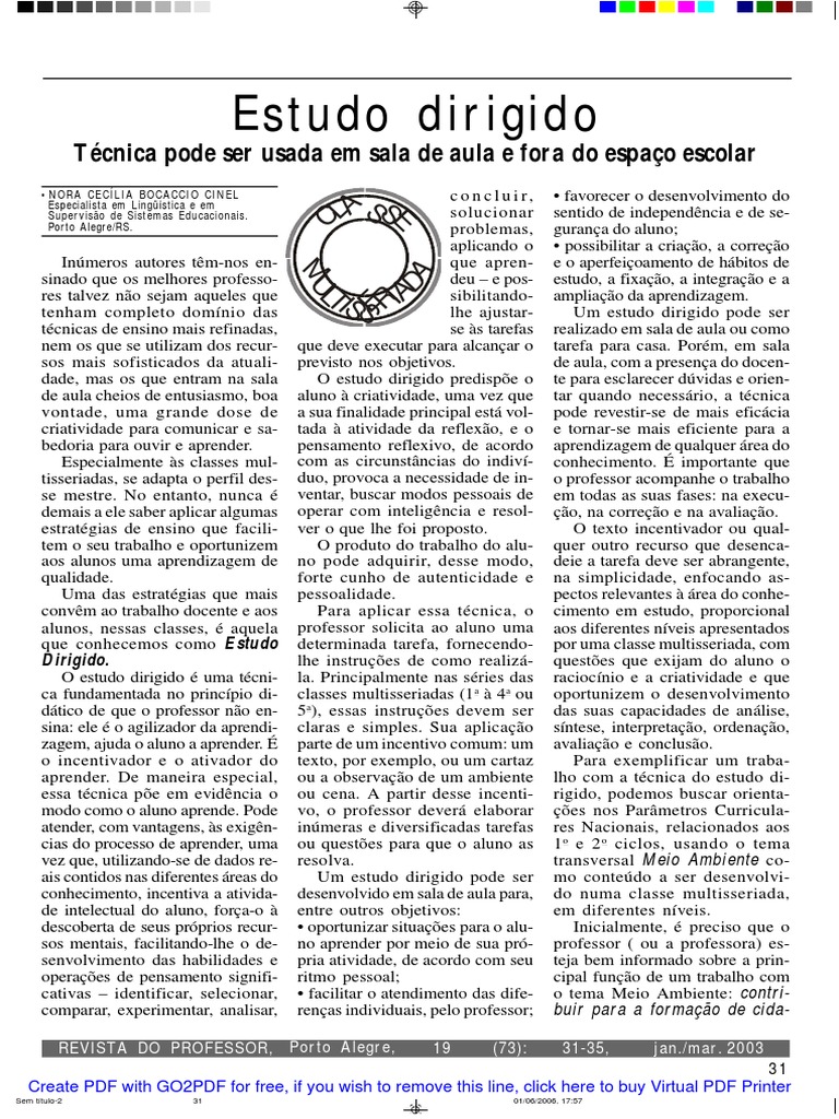 Estudo Dirigido PDF | Download grátis PDF | Aprendizado | Criatividade