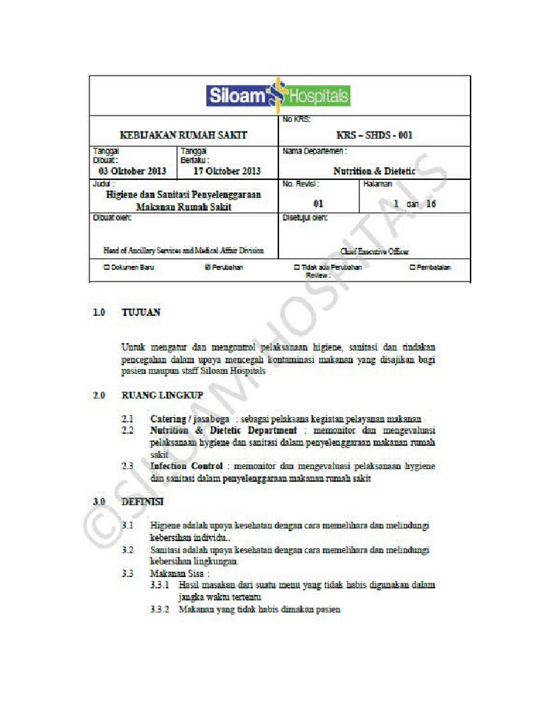 SOP Hygiene & Sanitasi | PDF