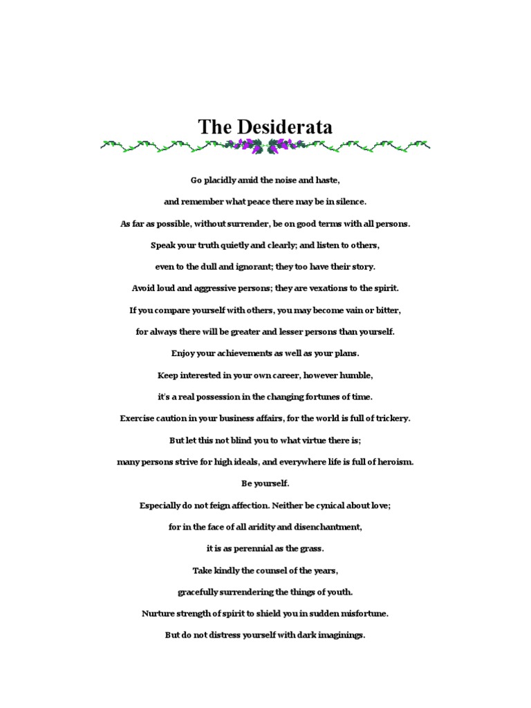 The Desiderata | PDF | Religion & Spirituality