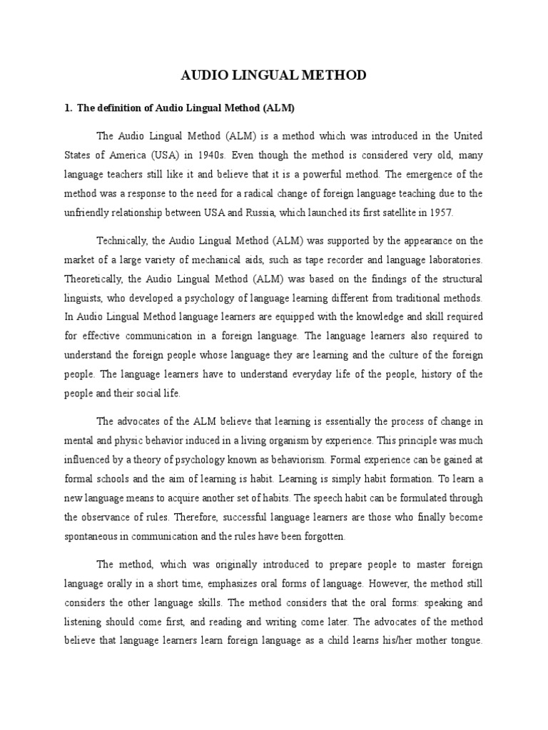 Audio Lingual Method | Language Education | Applied Linguistics