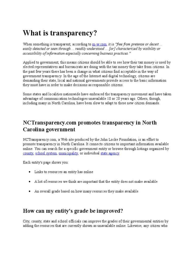 What Is Transparency | Download Free PDF | Transparency (Behavior ...